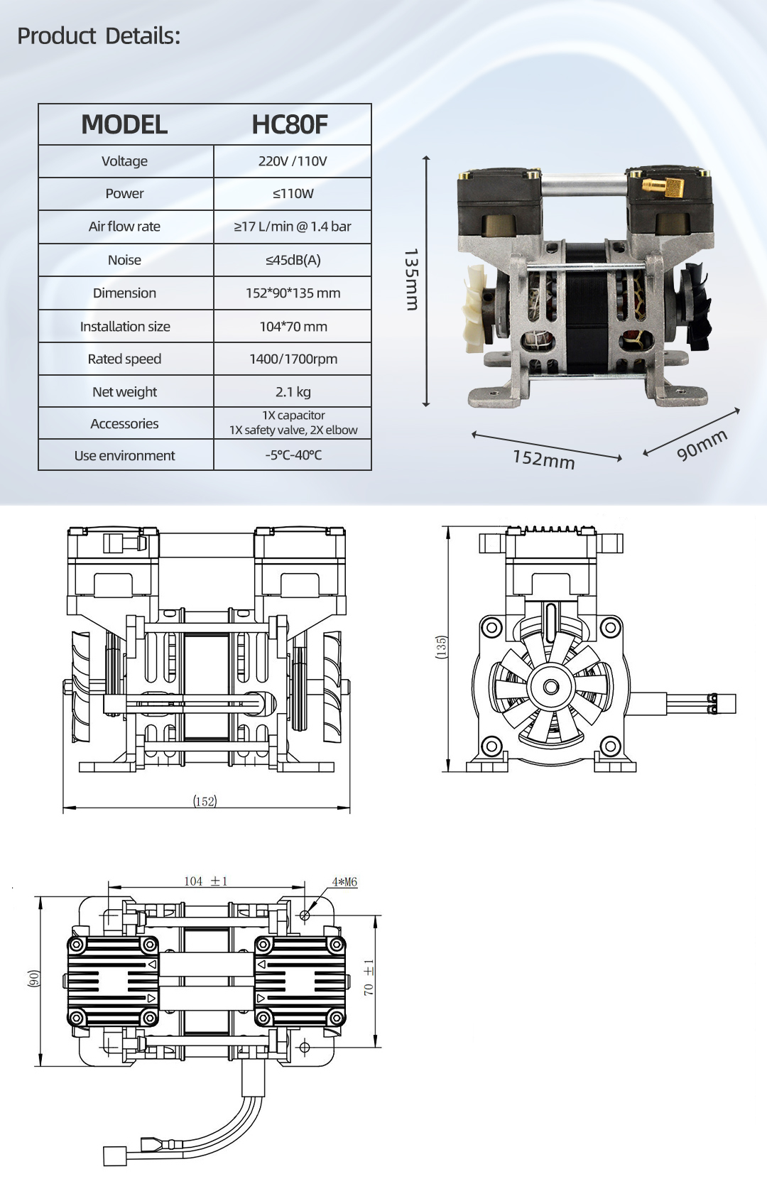 Oxygen Concentrator Compressor,Dental Silent Air Compressor, AC Air ...